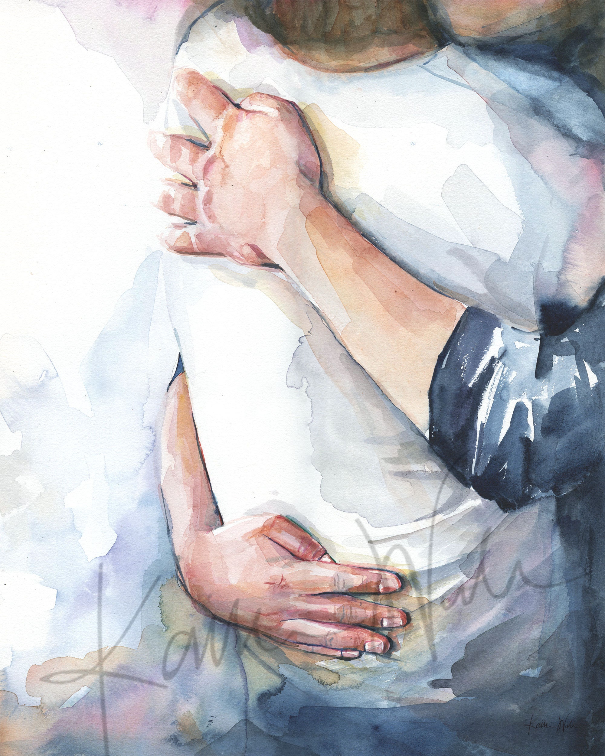 Hug Watercolor Print Comforting Painting Waiting Room Art - Etsy