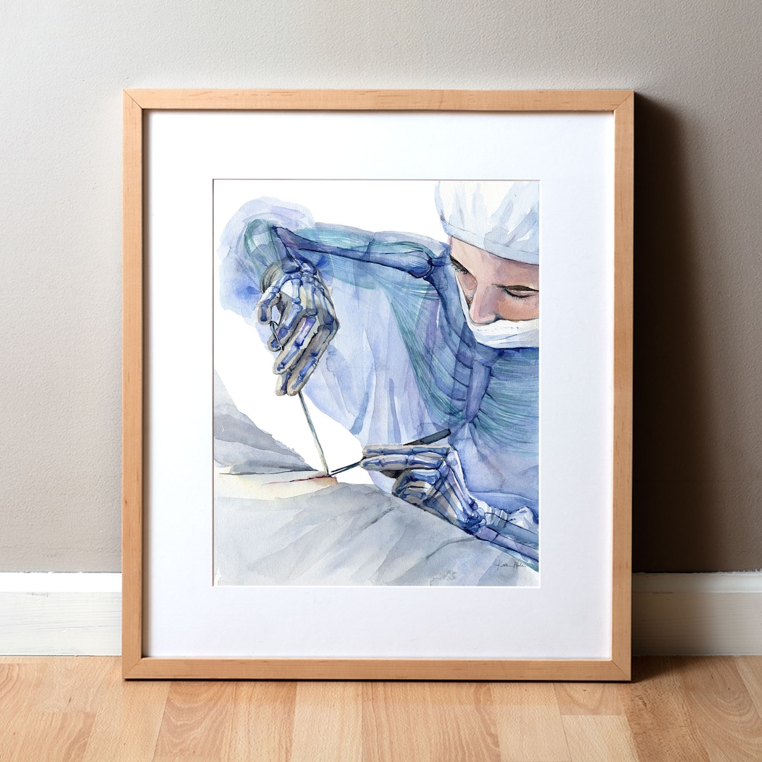 Surgery Ergonomics Watercolor Print - Surgical Art - Gift for Surgeon ...
