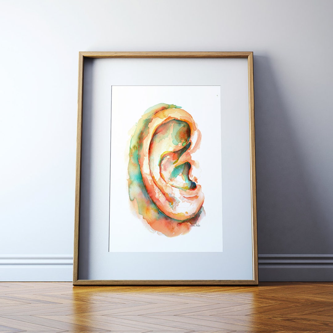 Ear Watercolor Print - Audiology, ENT and Speech Path Art - Anatomy Art ...