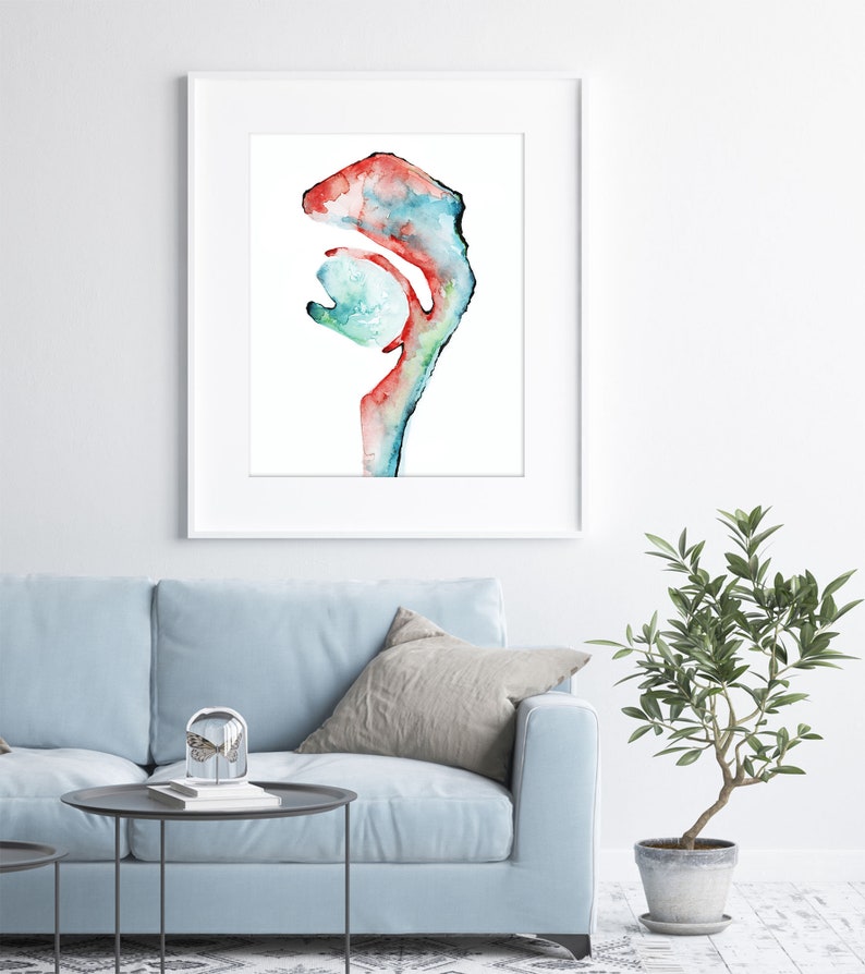 Abstract Airway Anatomy Watercolor Print - Pulmonology ENT OMFS Anatomy ...