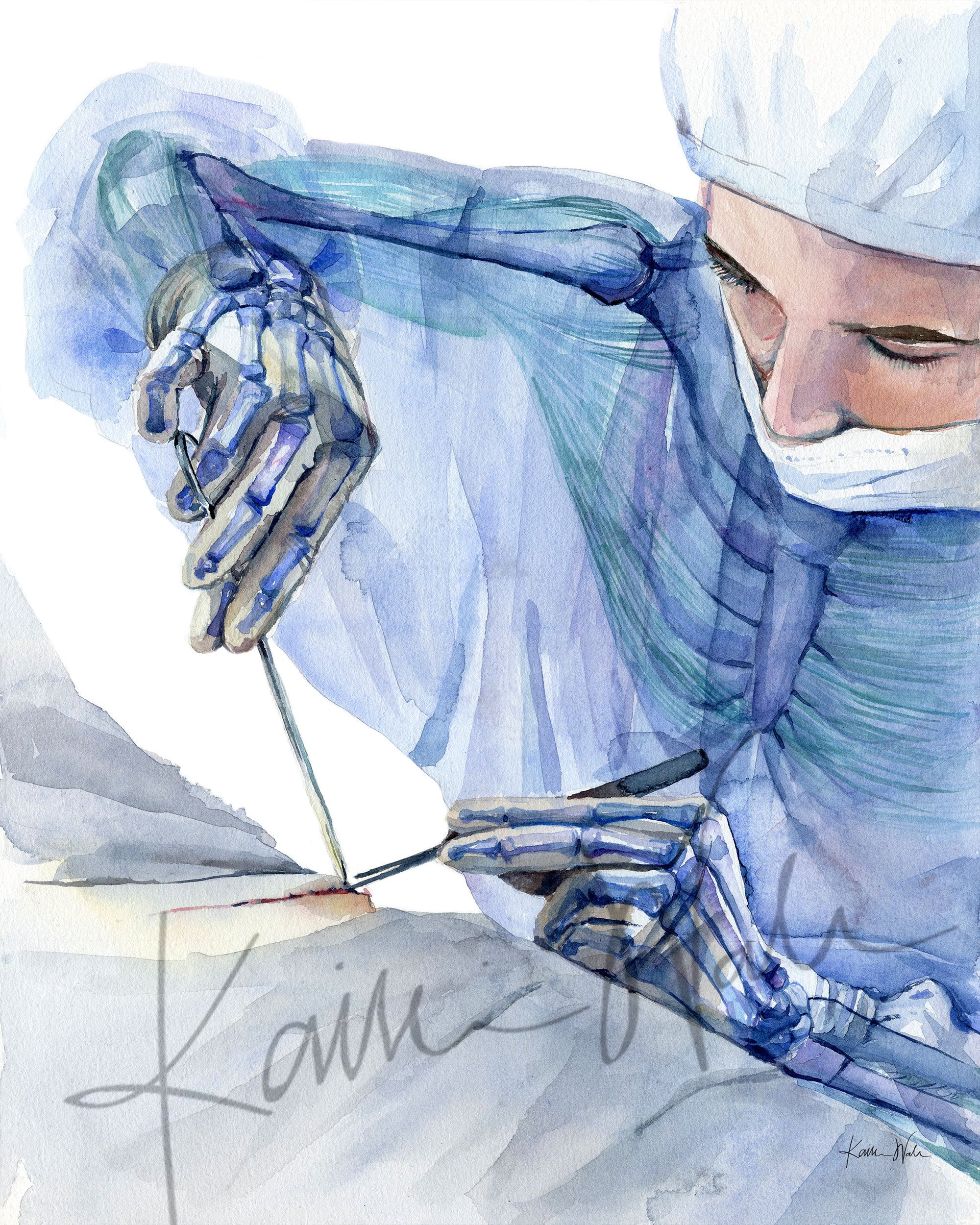 Surgery Ergonomics Watercolor Print - Surgical Art - Gift for Surgeon ...