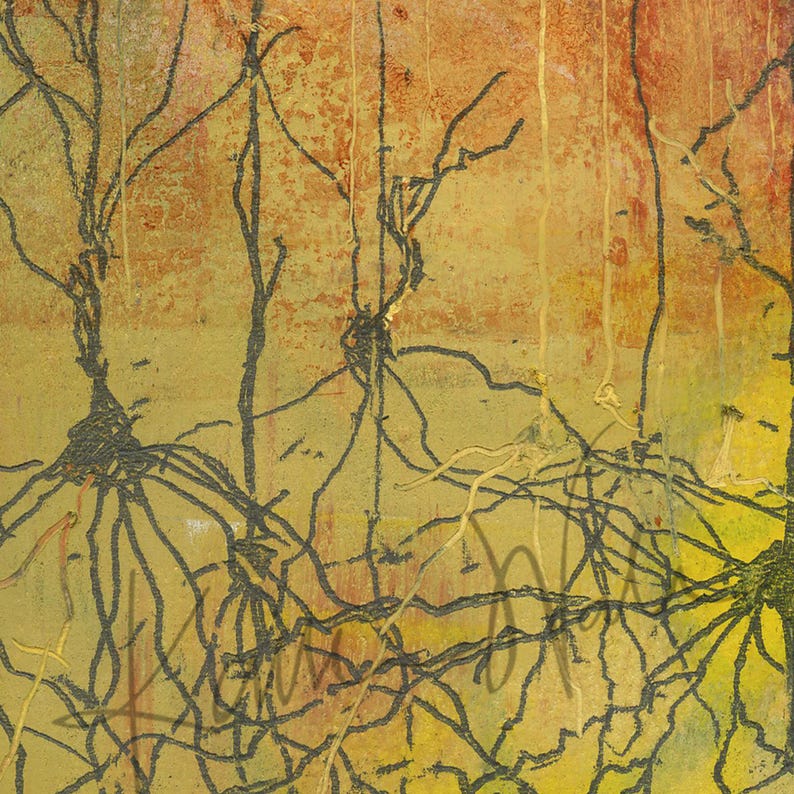 Pyramidal Neurons Cold Wax Print - Neurology Art - Brain Art - Gift for ...
