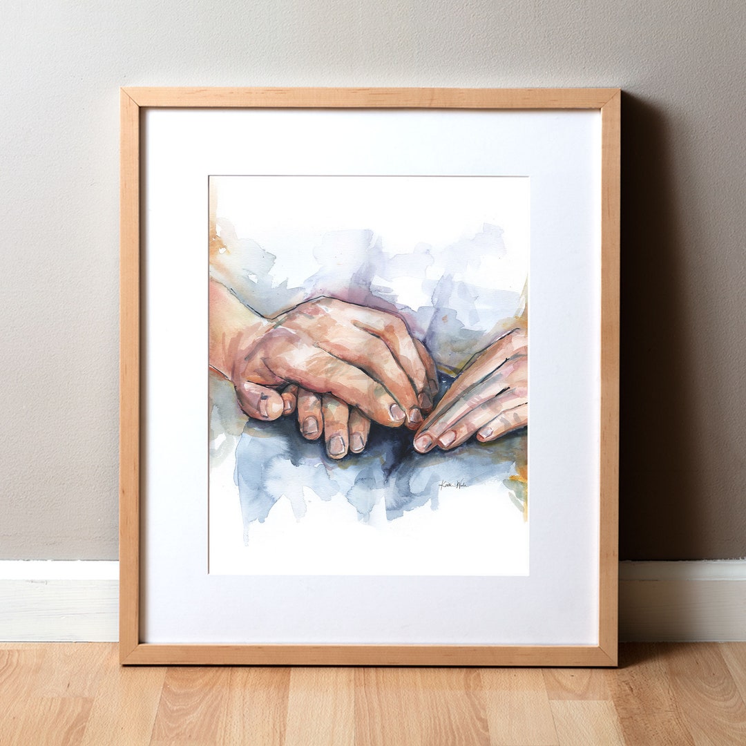 Holding Hands Watercolor Print - Waiting Room Painting - Comforting Art ...