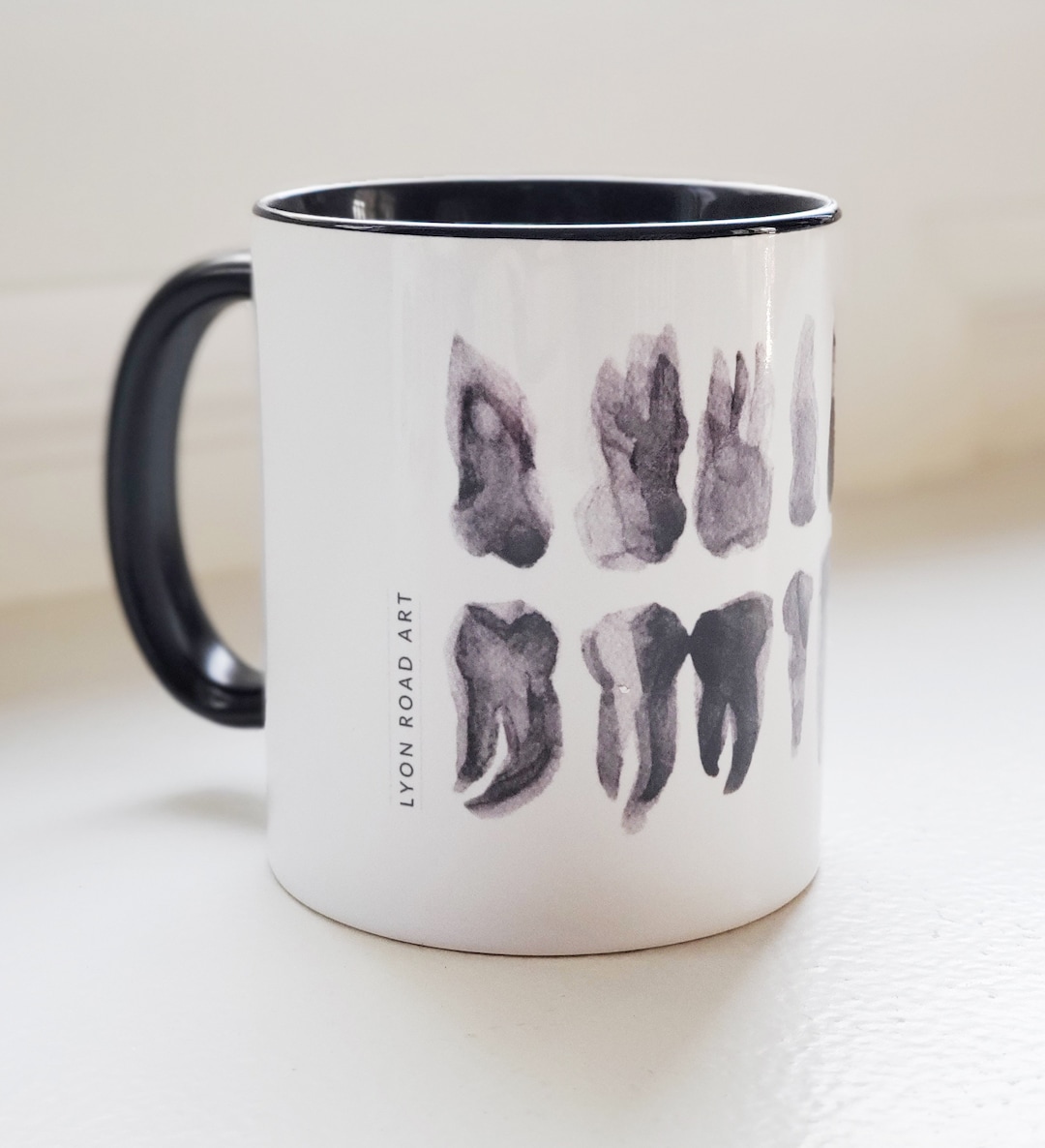 Dental Teeth Histology Art Mug - Black and White Tooth Mug - Dentistry ...