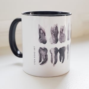 Dental Teeth Histology Art Mug - Black and White Tooth Mug - Dentistry ...