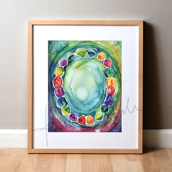Bright Baby Teeth Watercolor Print Pedodontist Art Dental | Etsy