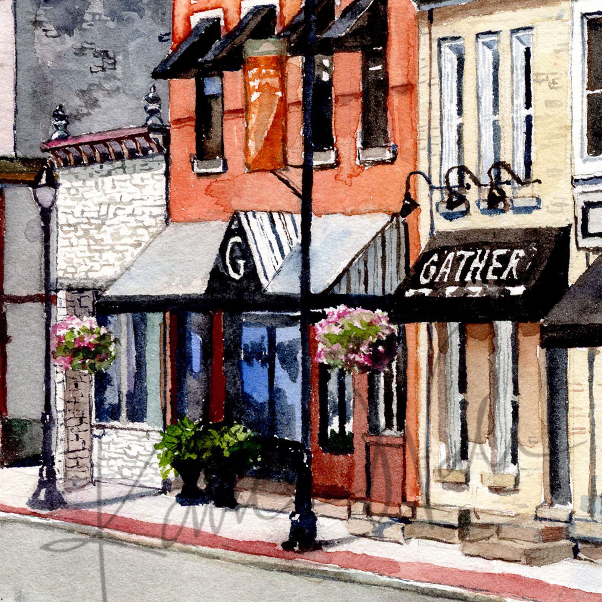 Downtown Waunakee, Wisconsin Watercolor Print - Wisconsin Art Print ...