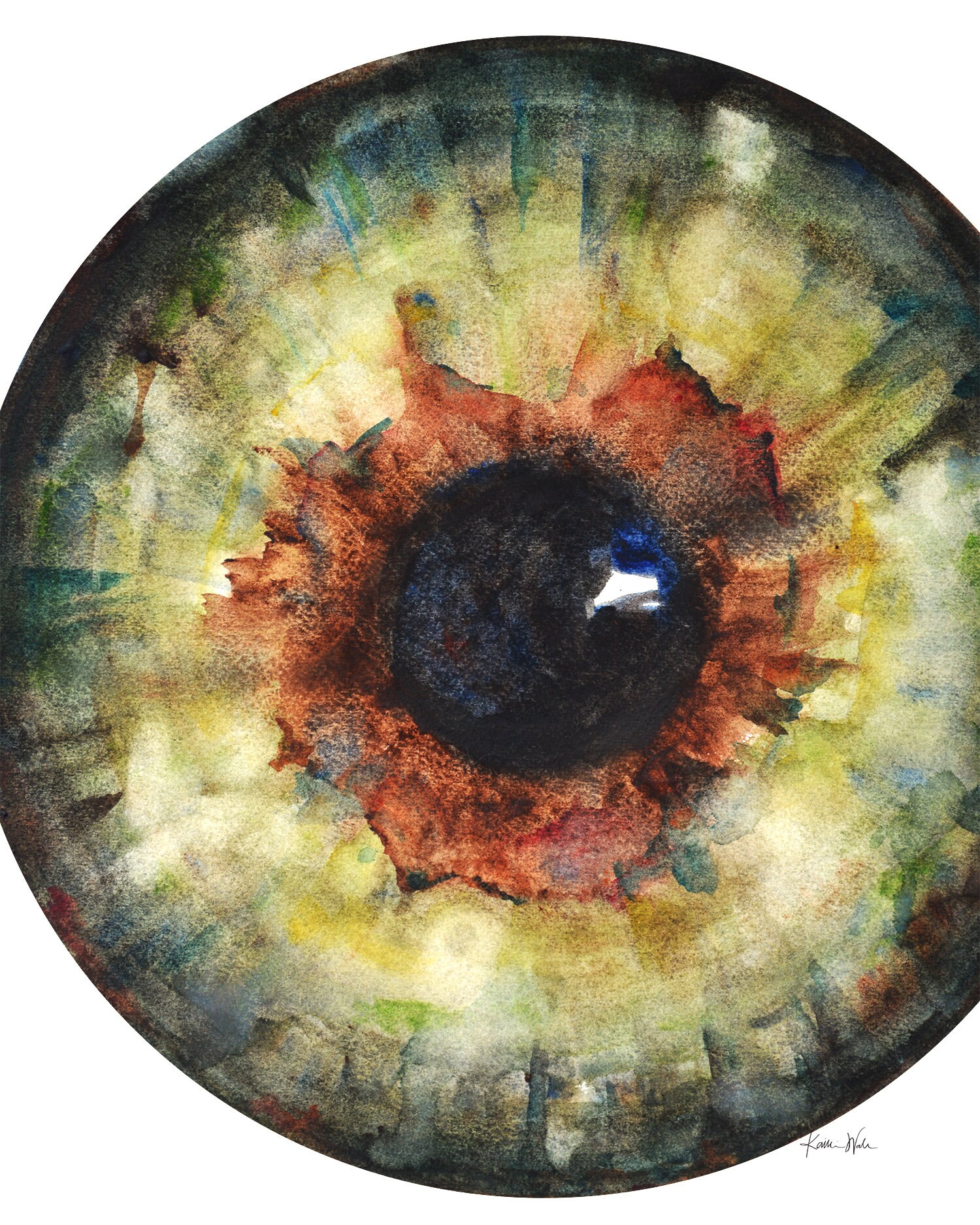 Hazel Watercolor Print - Abstract Eye Art - Anatomy Art - Optometry and ...