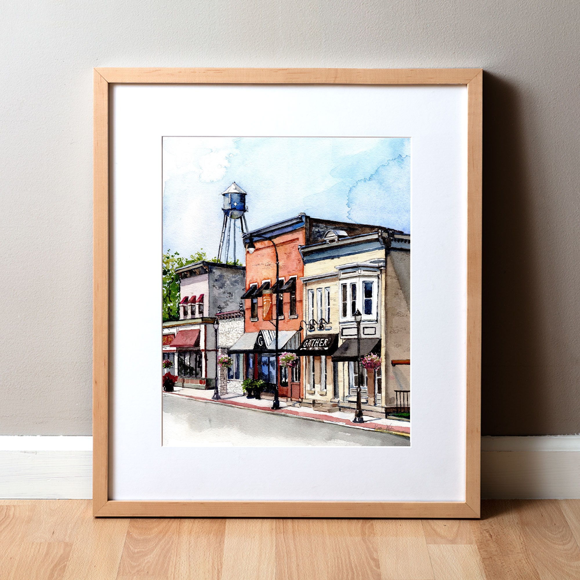 Downtown Waunakee, Wisconsin Watercolor Print - Wisconsin Art Print ...