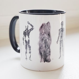 Set of 4 Medical Art Mugs - Black and White Anatomy Mugs - Anatomical ...