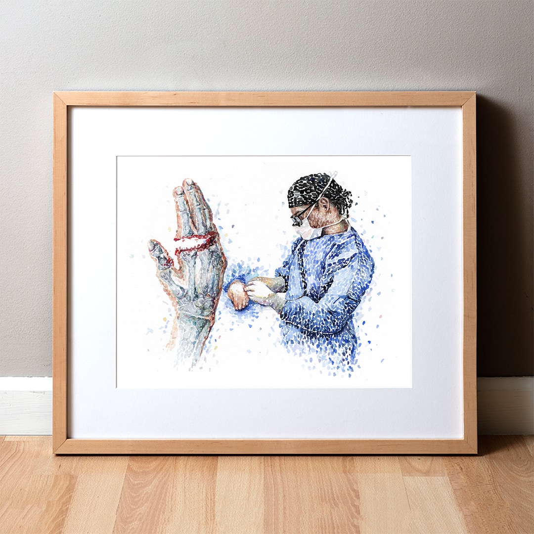 Hand Surgery Watercolor Print - Surgery Art - Gift for Surgeon - Etsy