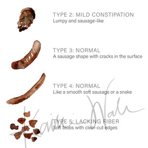 Bristol Stool Chart Watercolor Print - Stool Chart - GI Painting - Poop ...