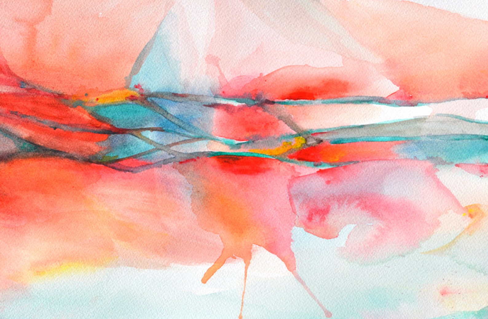 Brachial Plexus Watercolor Print - Abstract Red and Teal Painting ...