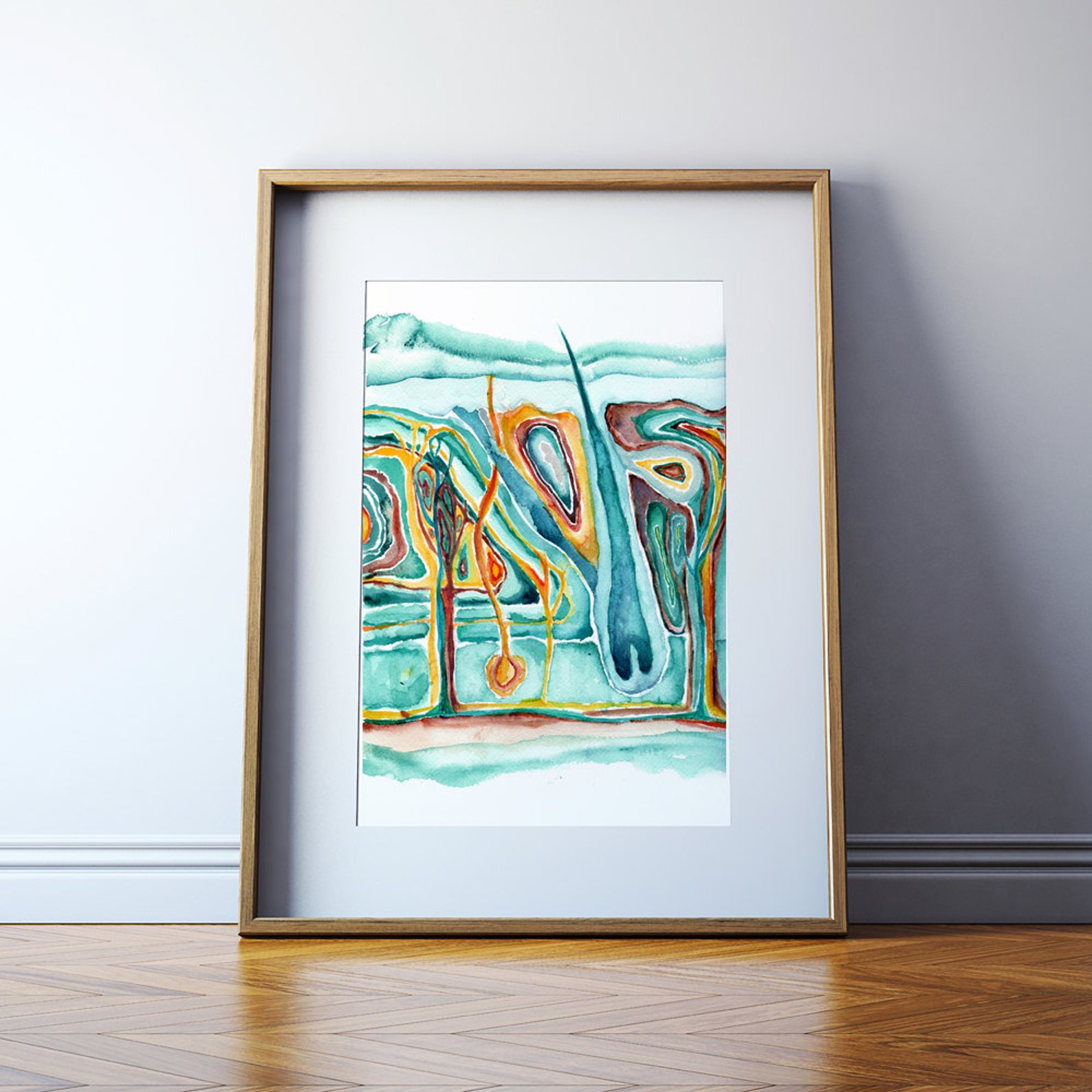 Cross Section of the Skin Watercolor Art Print - Integumentary System ...