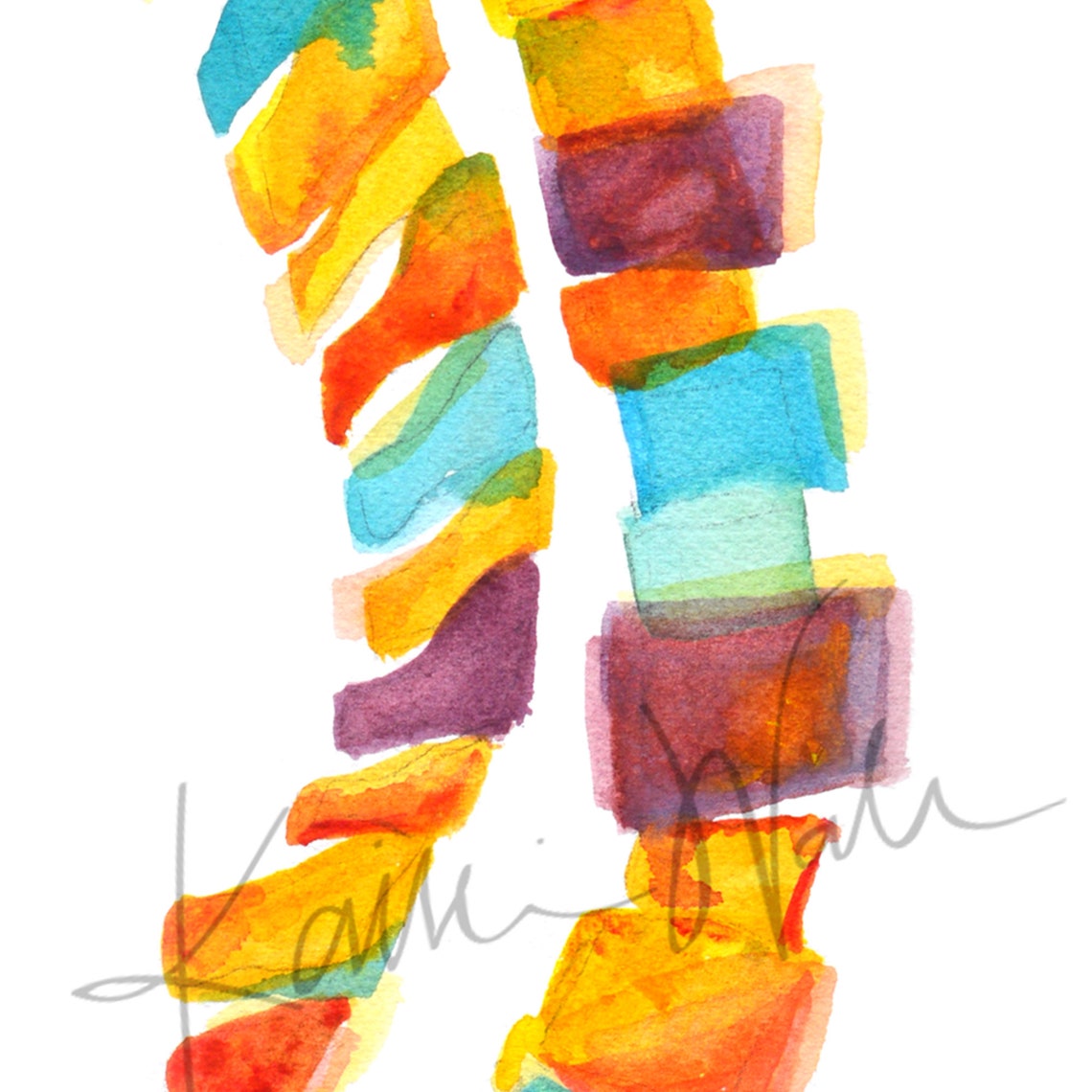 Abstract Spine Watercolor Print Vertebral Column Art Spine - Etsy