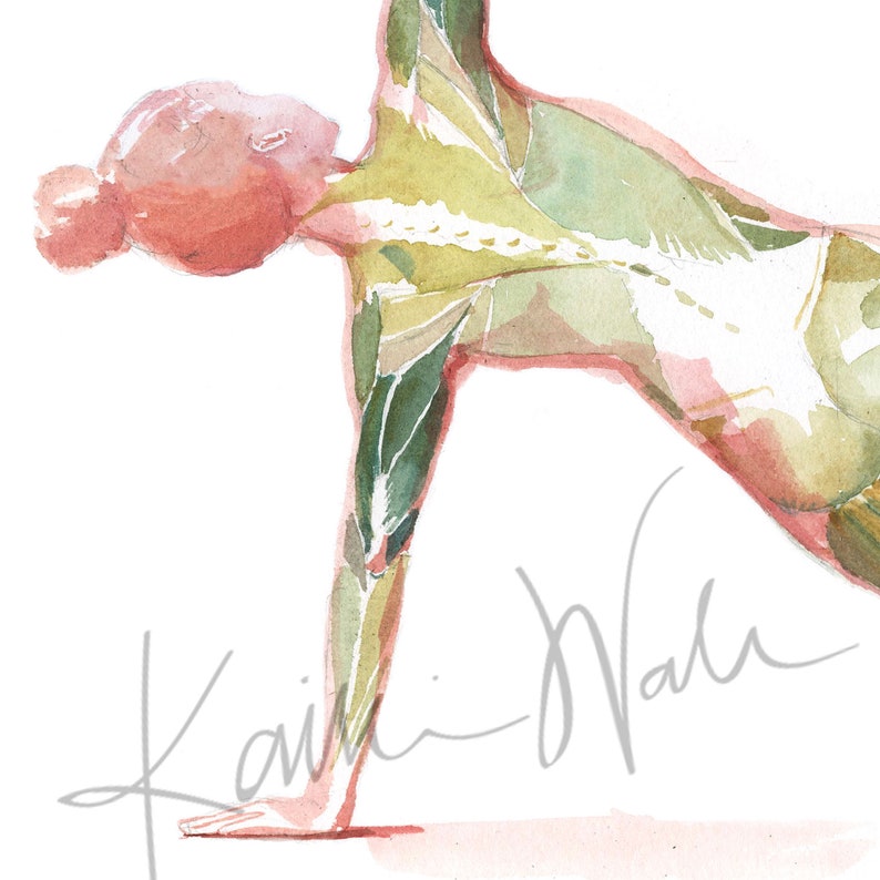 Side Plank Yoga Pose Watercolor Print - Yoga Artwork - Yoga Wall Art ...