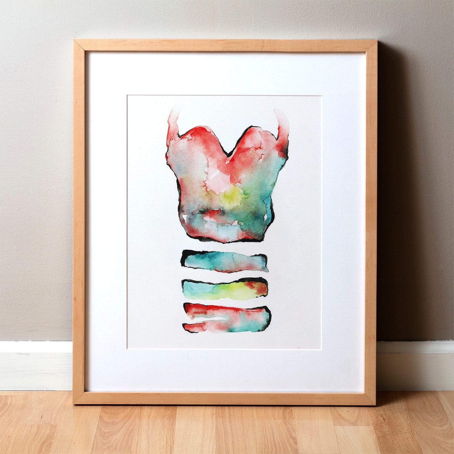 Abstract Trachea Anatomy Watercolor Print - Pulmonology Breathing ...