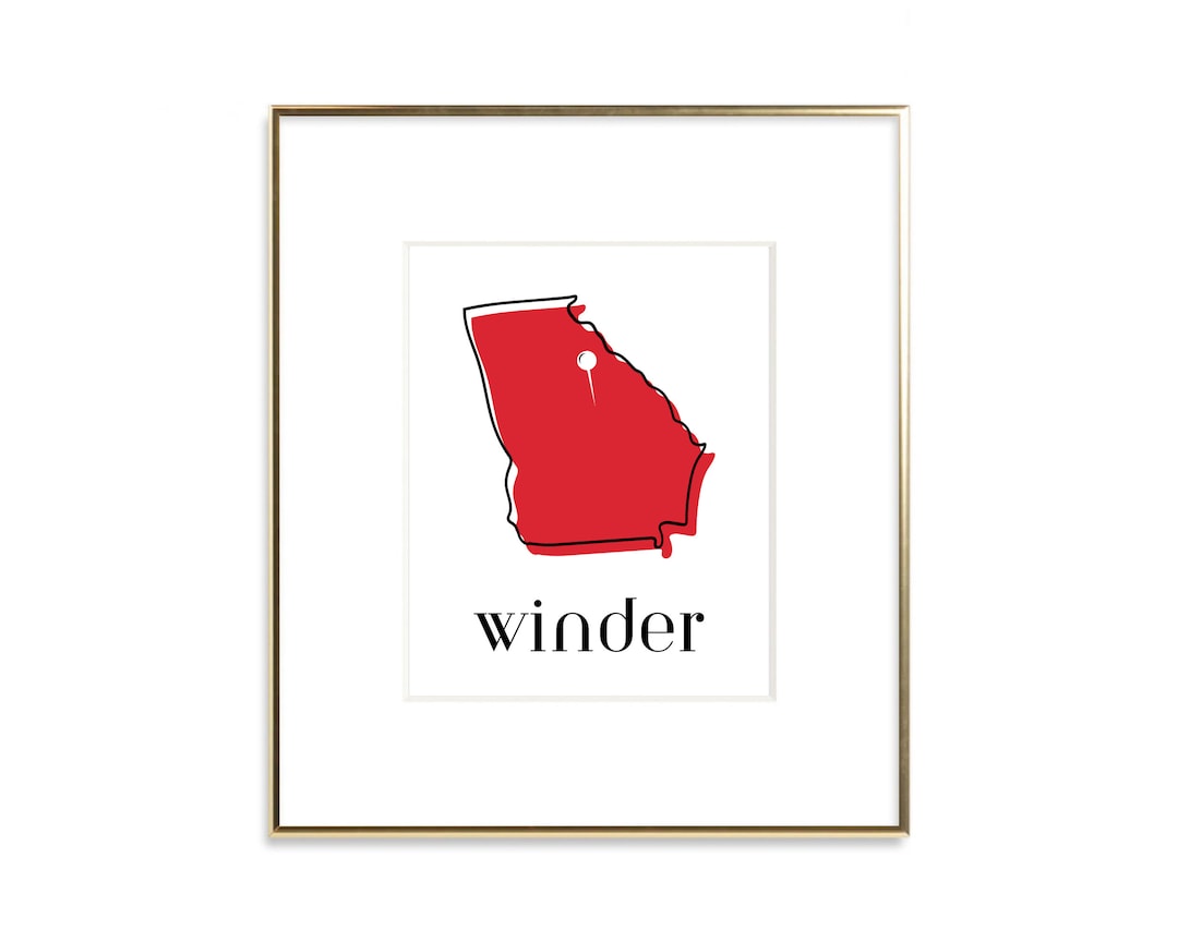 Winder GA Map Art Print Red & Black Modern Home Decor - Etsy