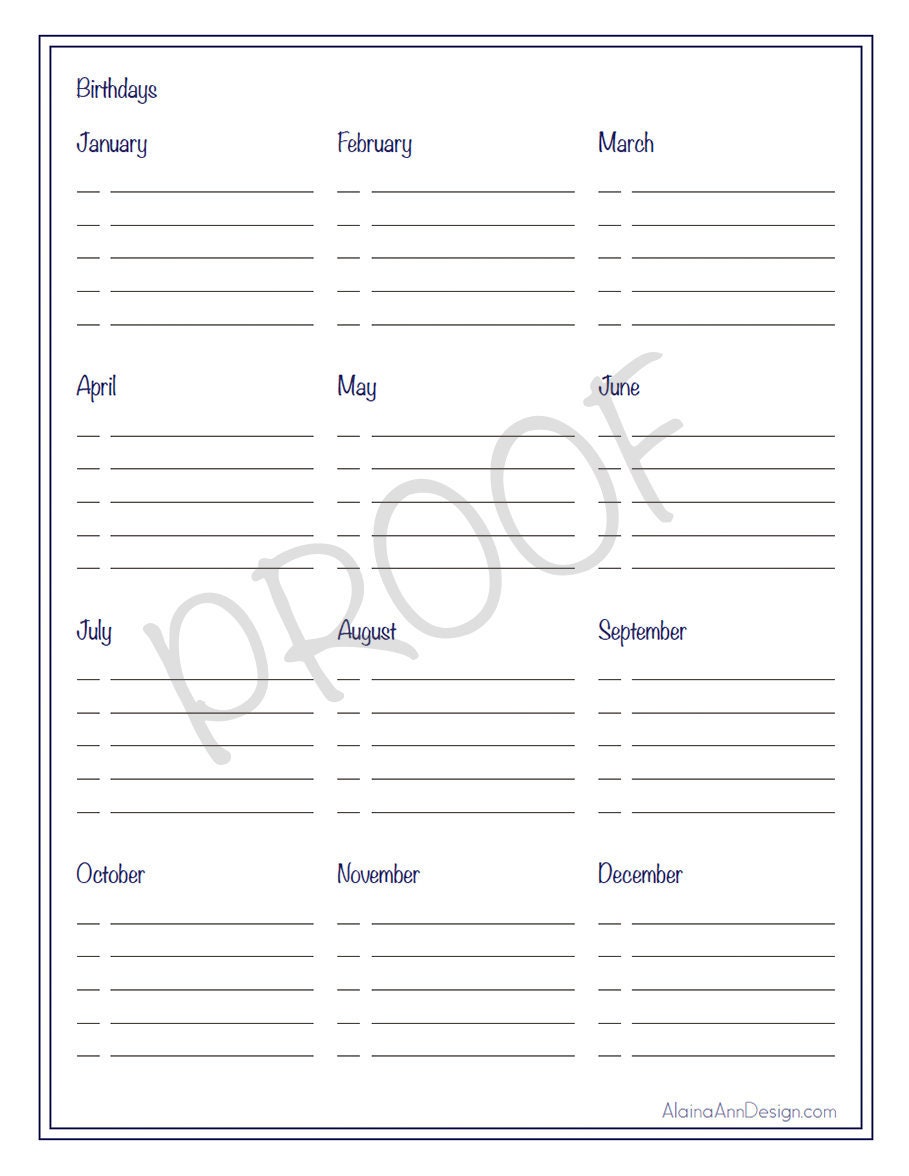 Birthday List Printable Bundle | Instant PDF Digital Download | Simply ...