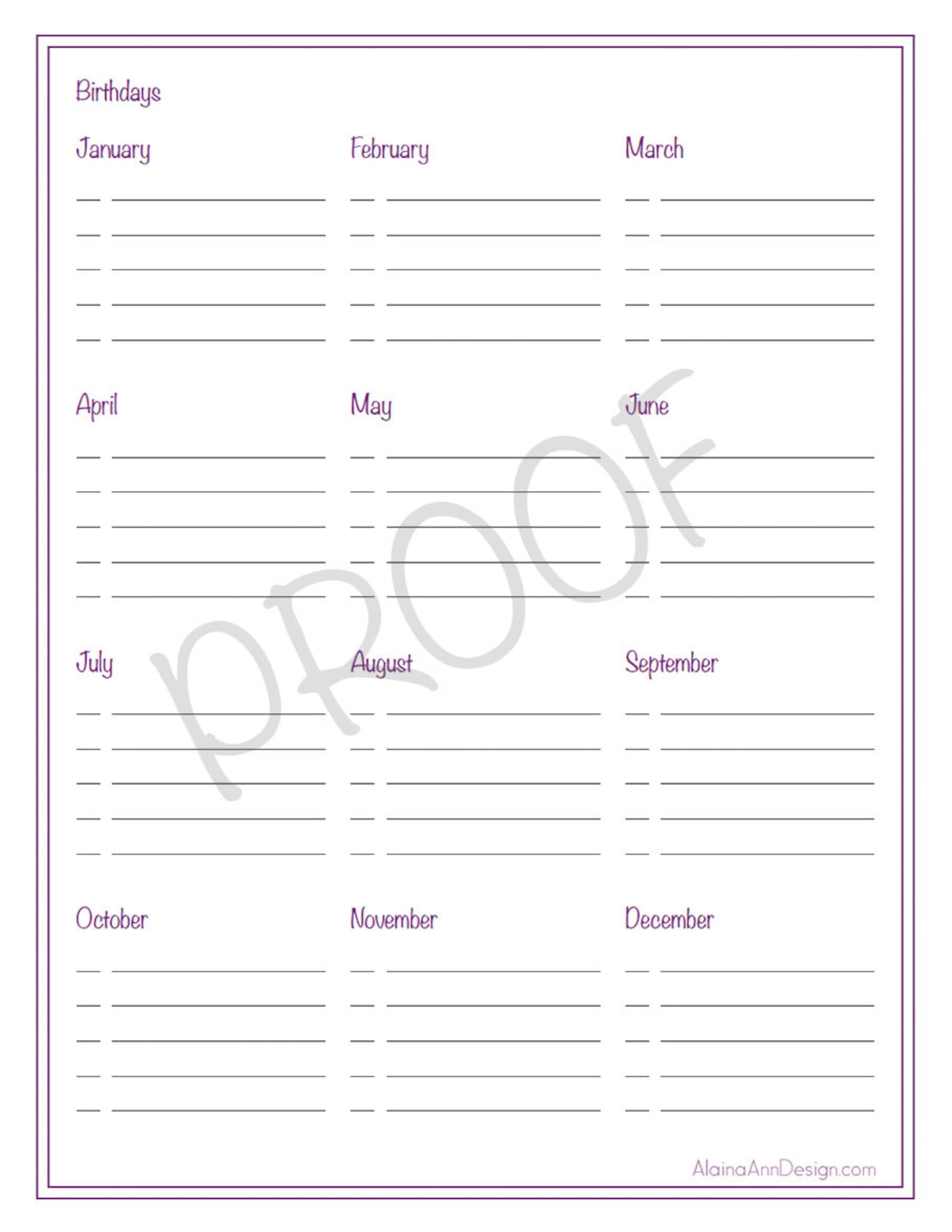 Birthday List Printable Bundle | Instant PDF Digital Download | Simply ...