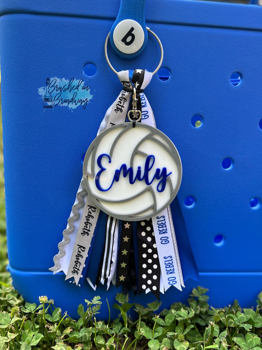 Custom Volleyball BOGG Bag Tag: School Colors, Personalized Ribbons - Etsy