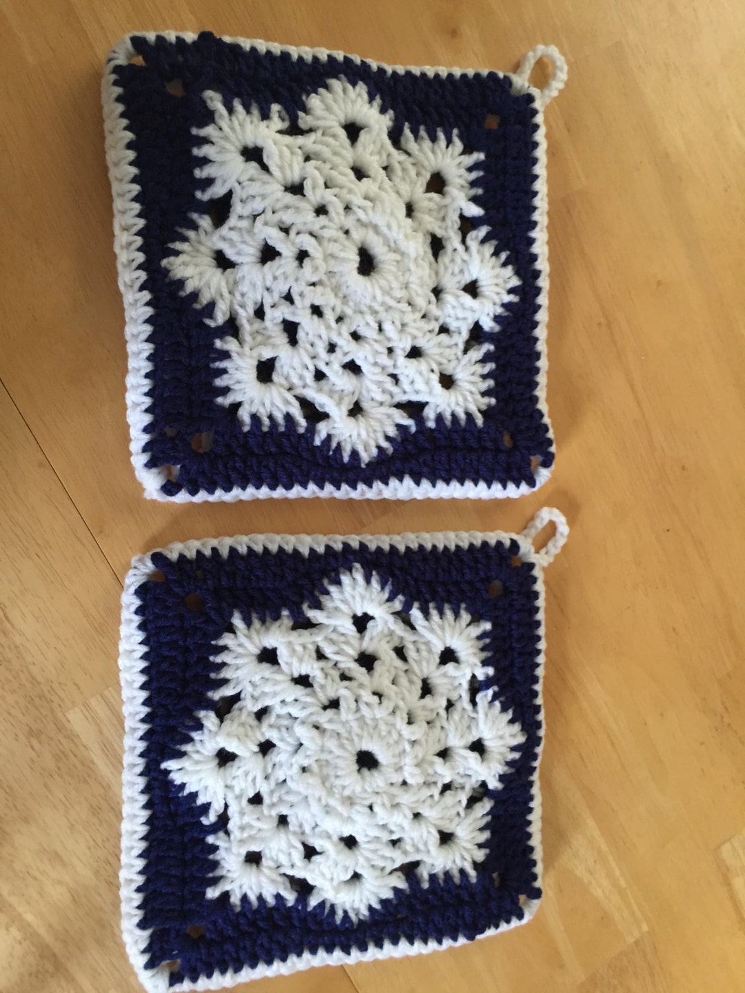 Handmade Crochet Christmas Snowflake Pot Holder, Hot Pad, Double Sided ...