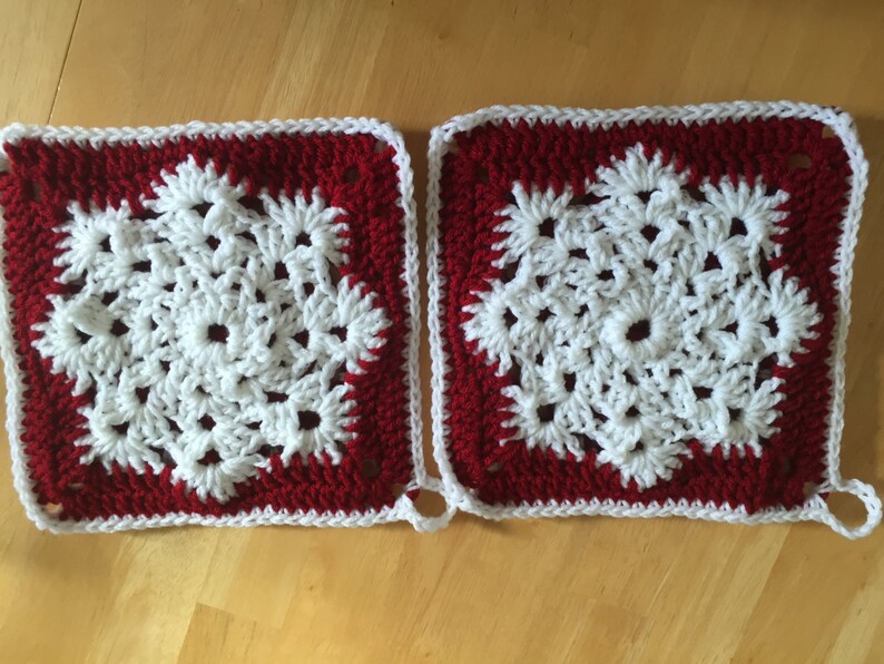 Handmade Crochet Christmas Snowflake Red and White Pot Holder, Hot Pad ...