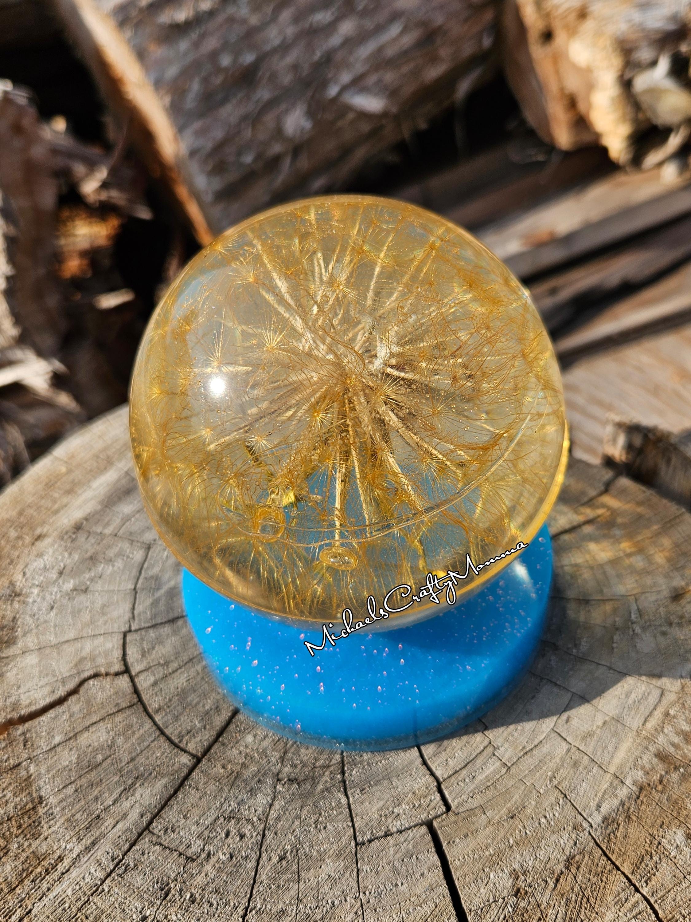 Giant Dandelion Resin Sphere, Preserved Flower Paperweight, Woodland ...
