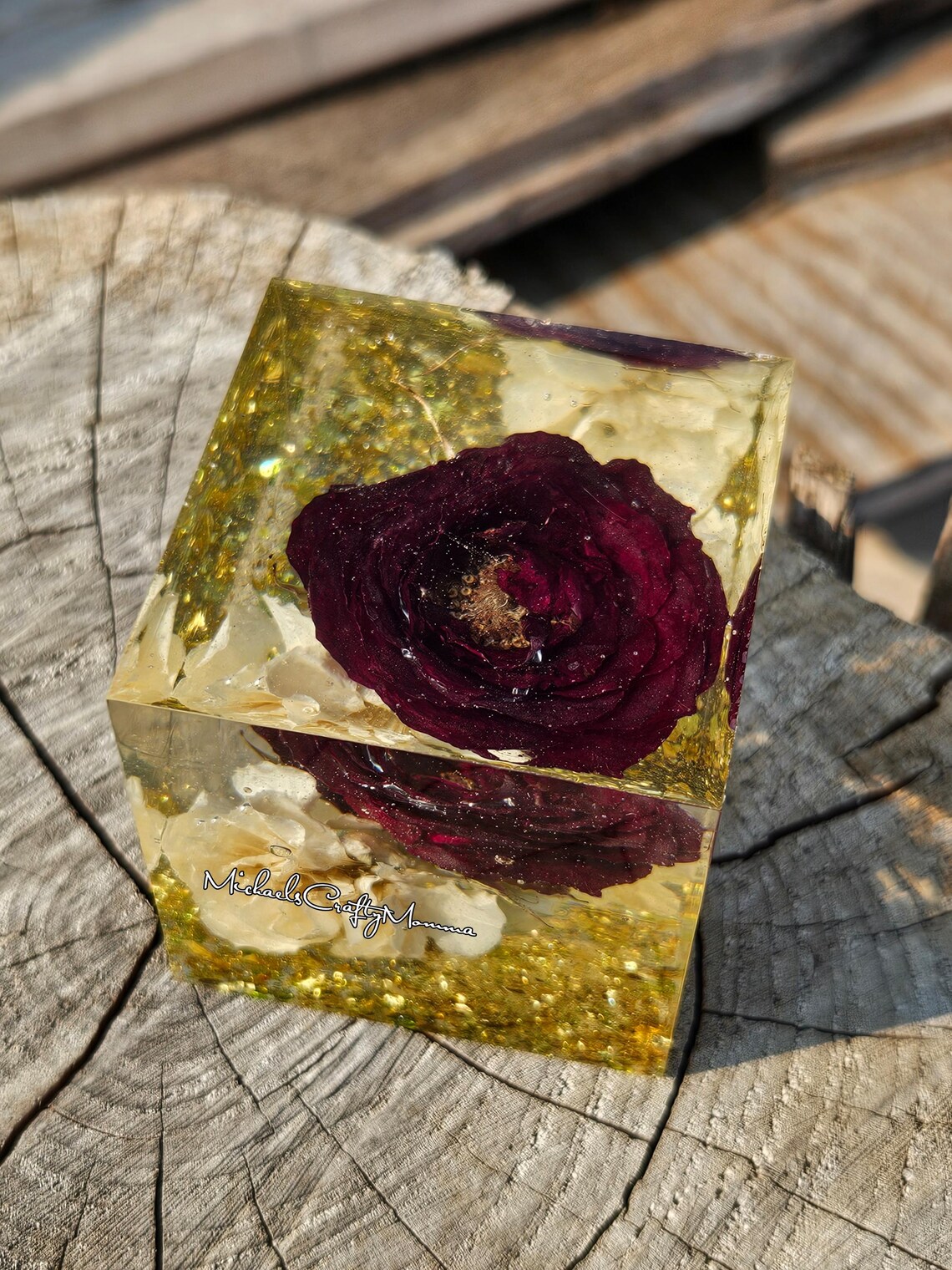 Red Rose and Carnation Cube Made With Real Flowers. Set in Resin - Etsy