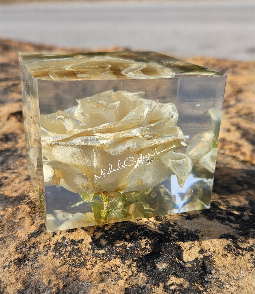 White Rose Resin Cube 3x3x2.5 Made With Real Preserved Roses - Etsy