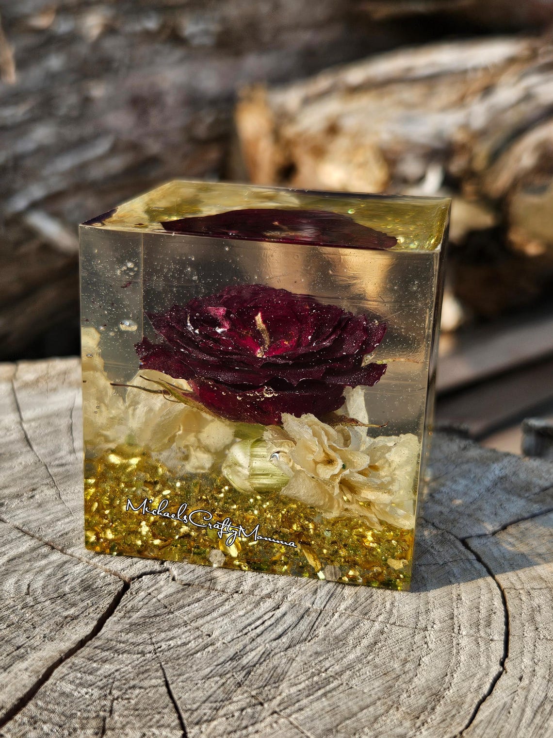 Red Rose and Carnation Cube Made With Real Flowers. Set in Resin - Etsy