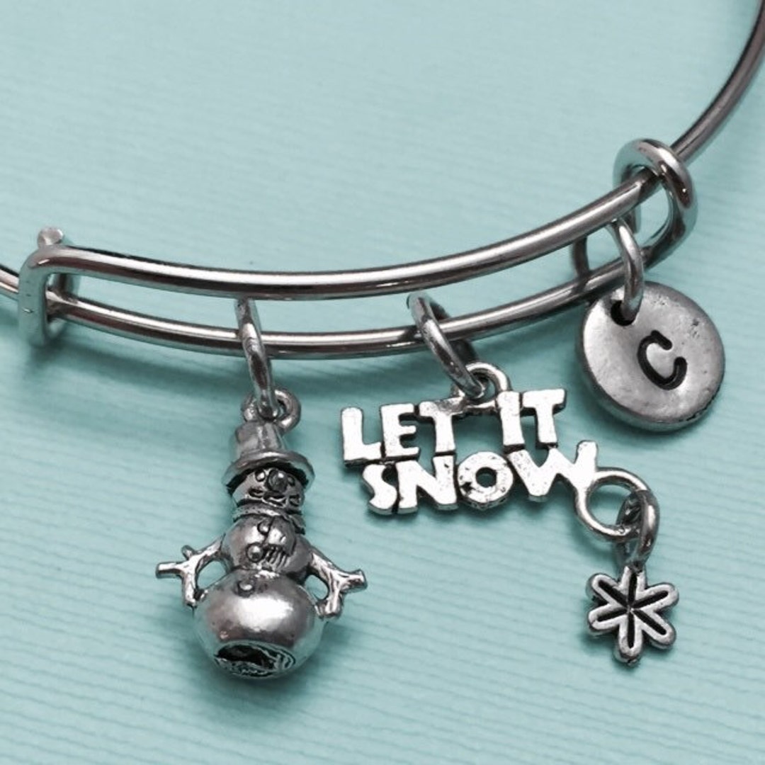 Let It Snow Bangle, Let It Snow Charm Bracelet, Expandable Bangle ...