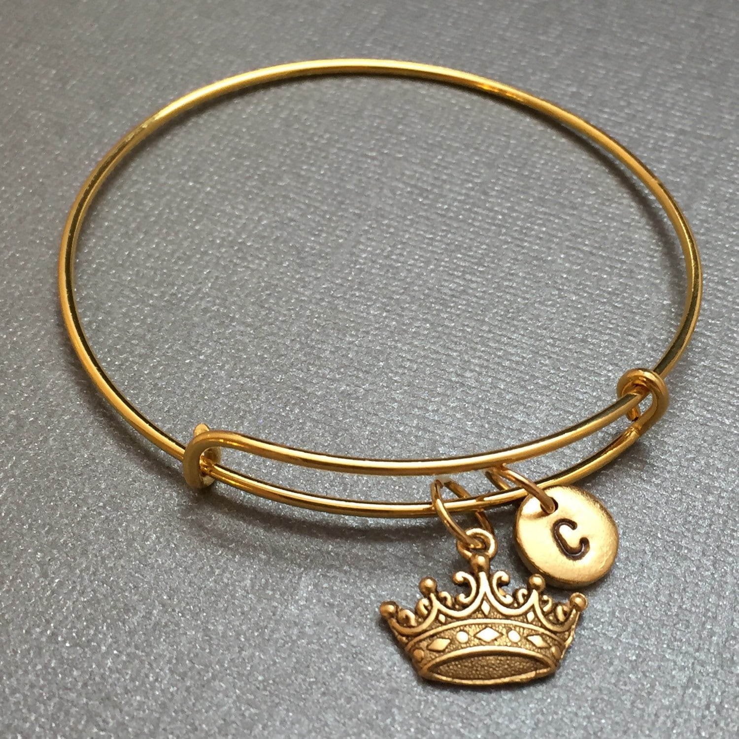 Crown Bangle Crown Charm Bracelet Expandable Bangle Charm - Etsy