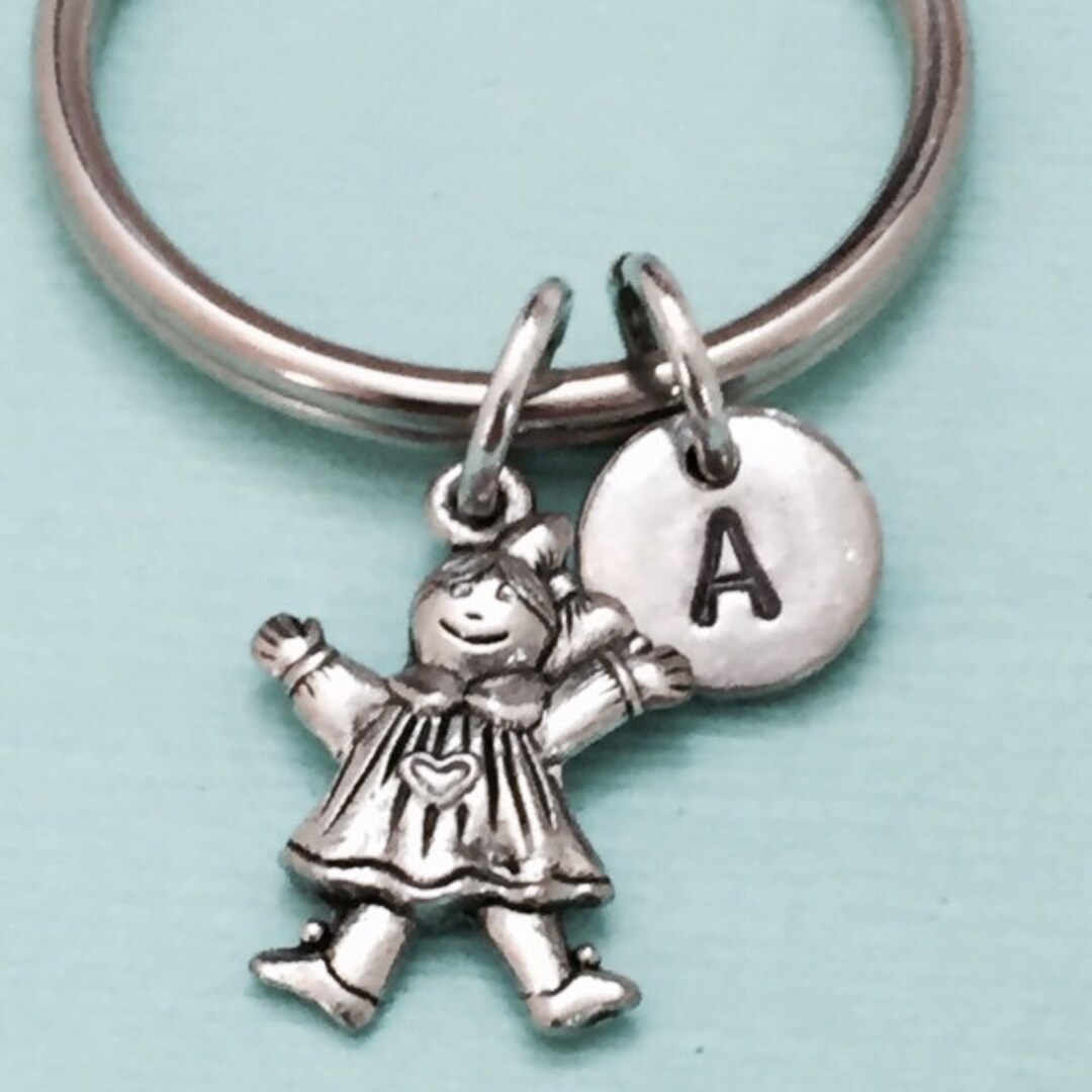 Little Girl Keychain, Little Girl Charm, Girl Keychain, Personalized ...