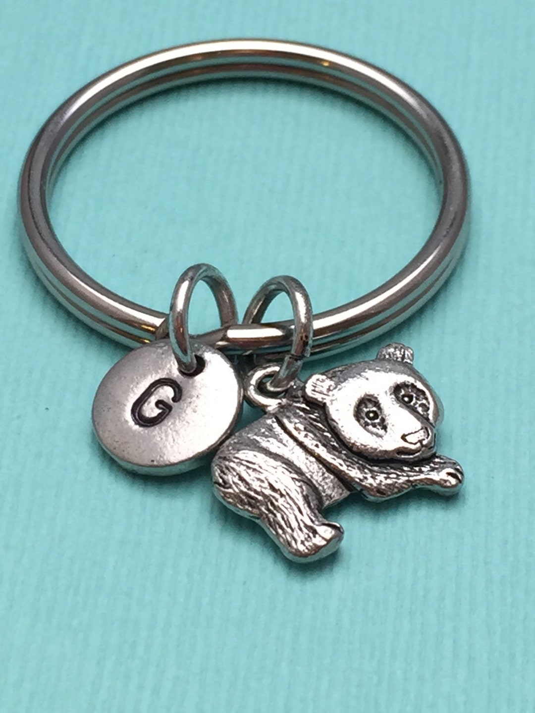 Panda Bear Keychain, Animal Keychain, Personalized Keychain, Initial ...