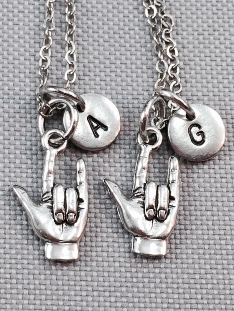 Best friend necklace sign language necklace i love you | Etsy