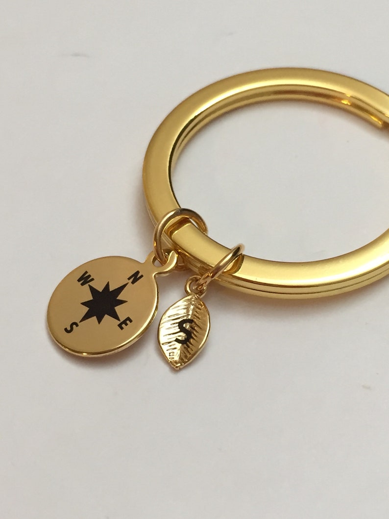 Compass Keychain, Compass Charm, Direction Keychain, Personalized ...