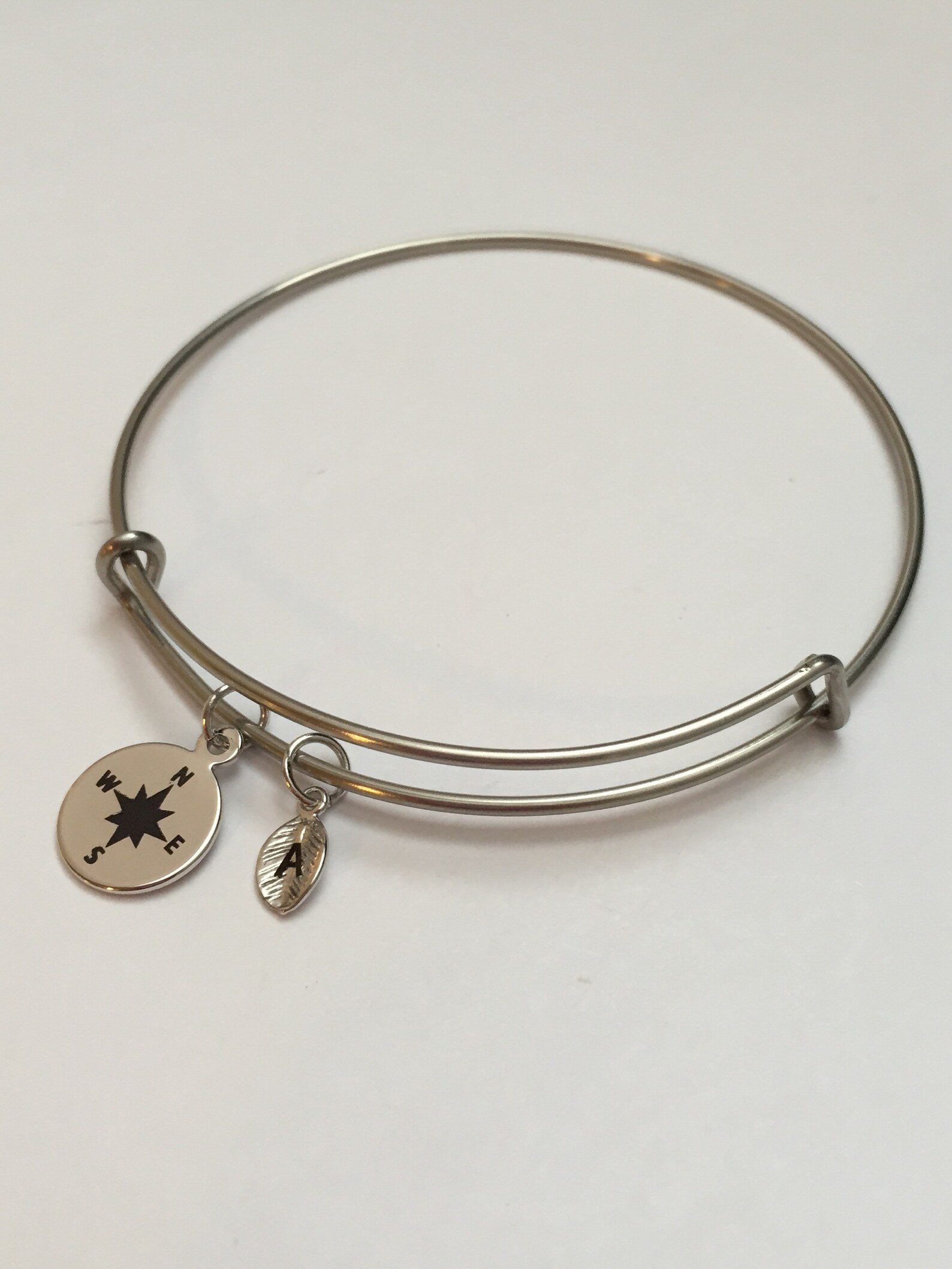 Compass Bangle, Compass Charm Bracelet, Expandable Bangle, Charm Bangle ...