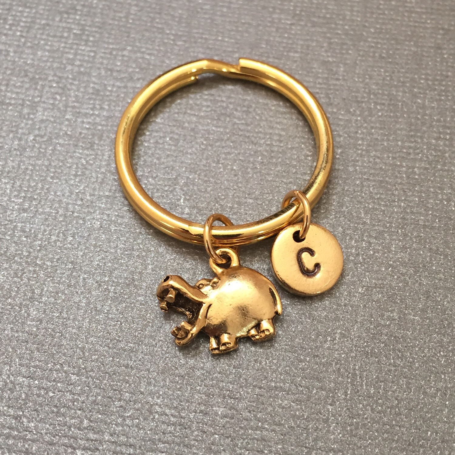 Hippo keychain hippo charm animal keychain personalized | Etsy