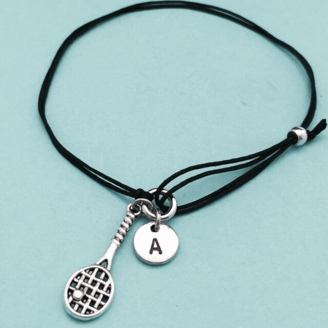 Tennis Racket Cord Bracelet, Tennis Racket Charm Bracelet, Adjustable ...