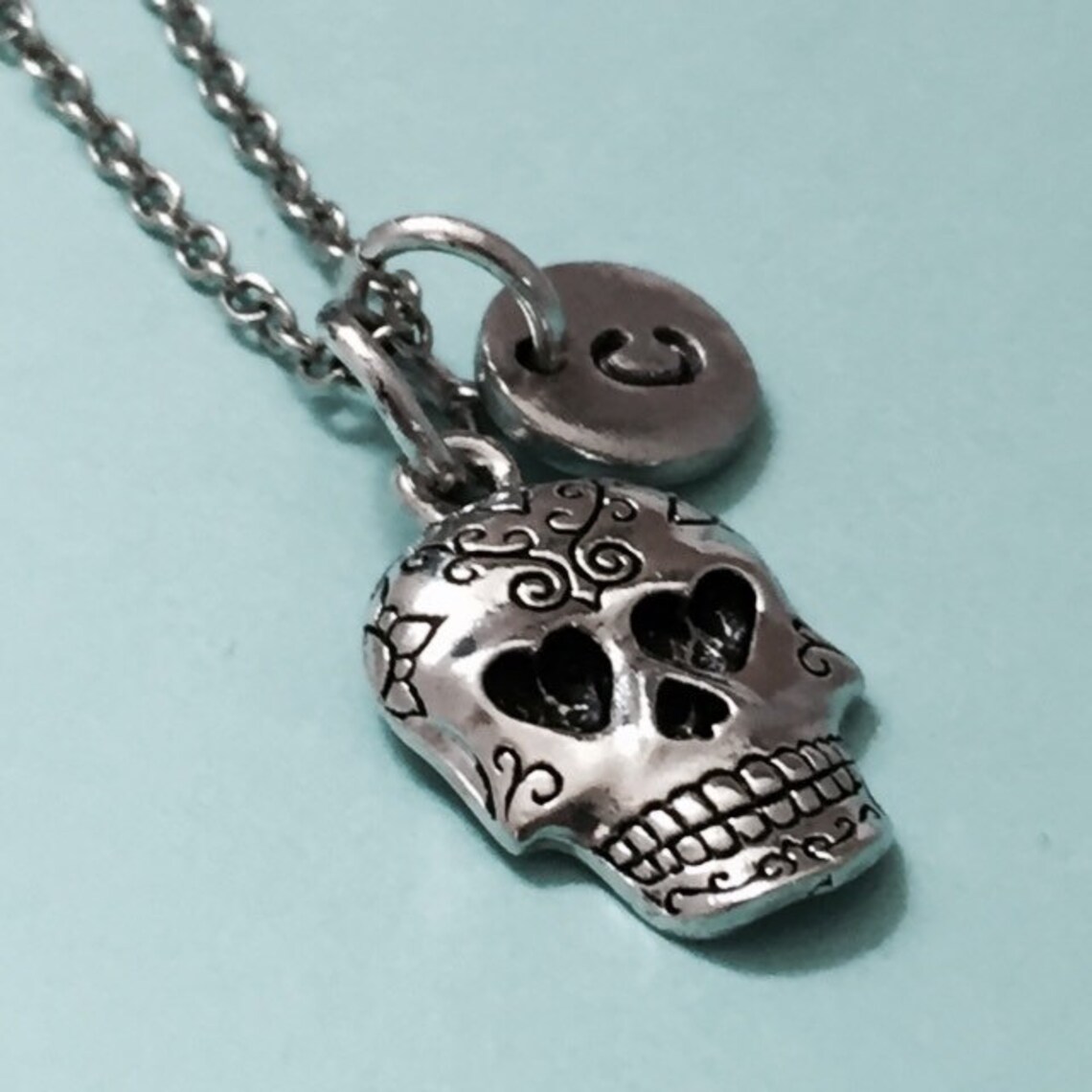 Sugar Skull Necklace, Sugar Skull Charm, Skull Necklace, Personalized ...
