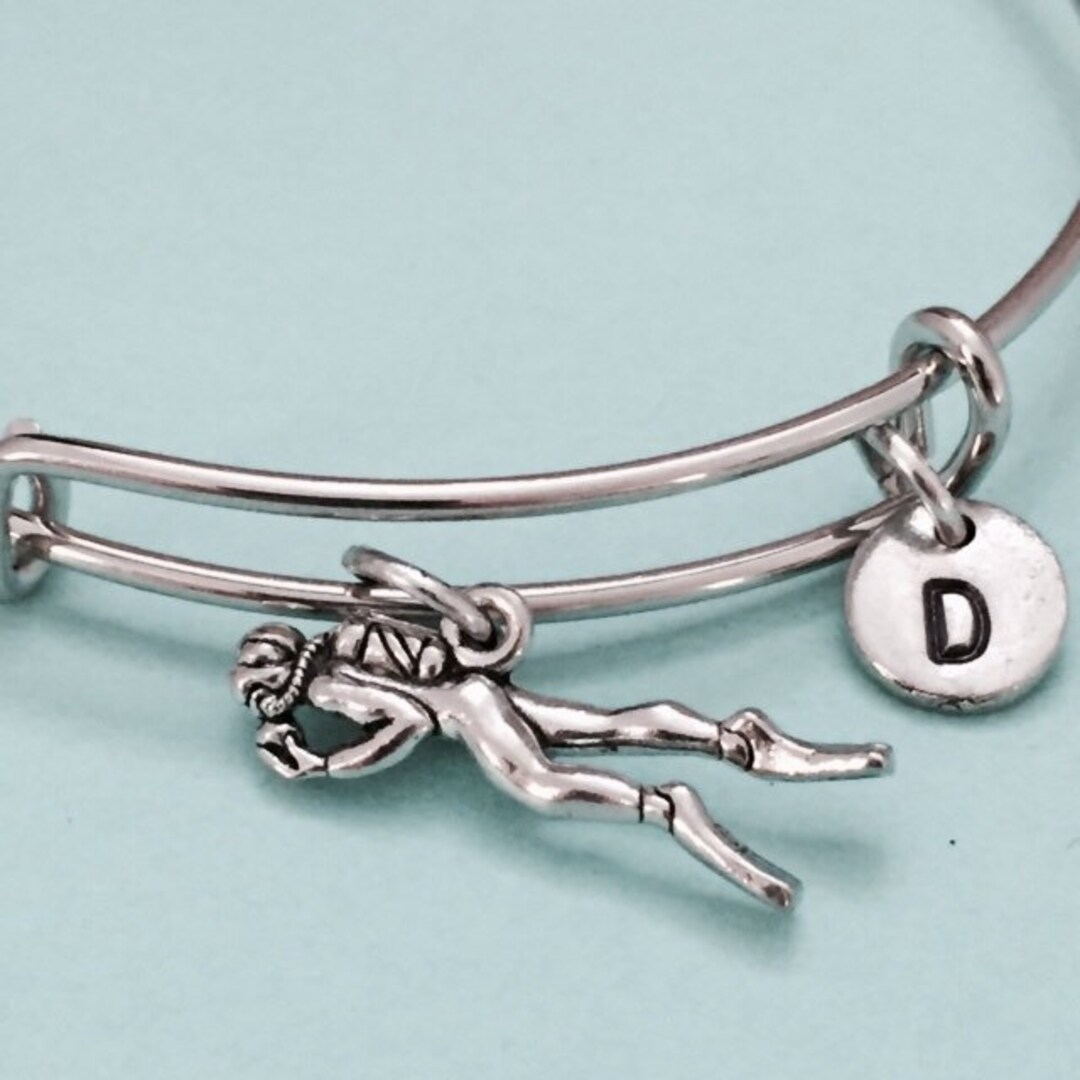 Scuba Diver Bangle, Scuba Diver Charm Bracelet, Expandable Bangle ...