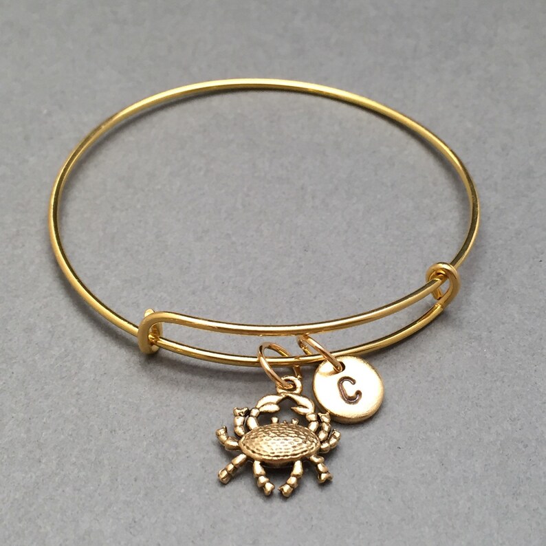 Crab Bangle, Crab Charm Bracelet, Expandable Bangle, Charm Bangle ...