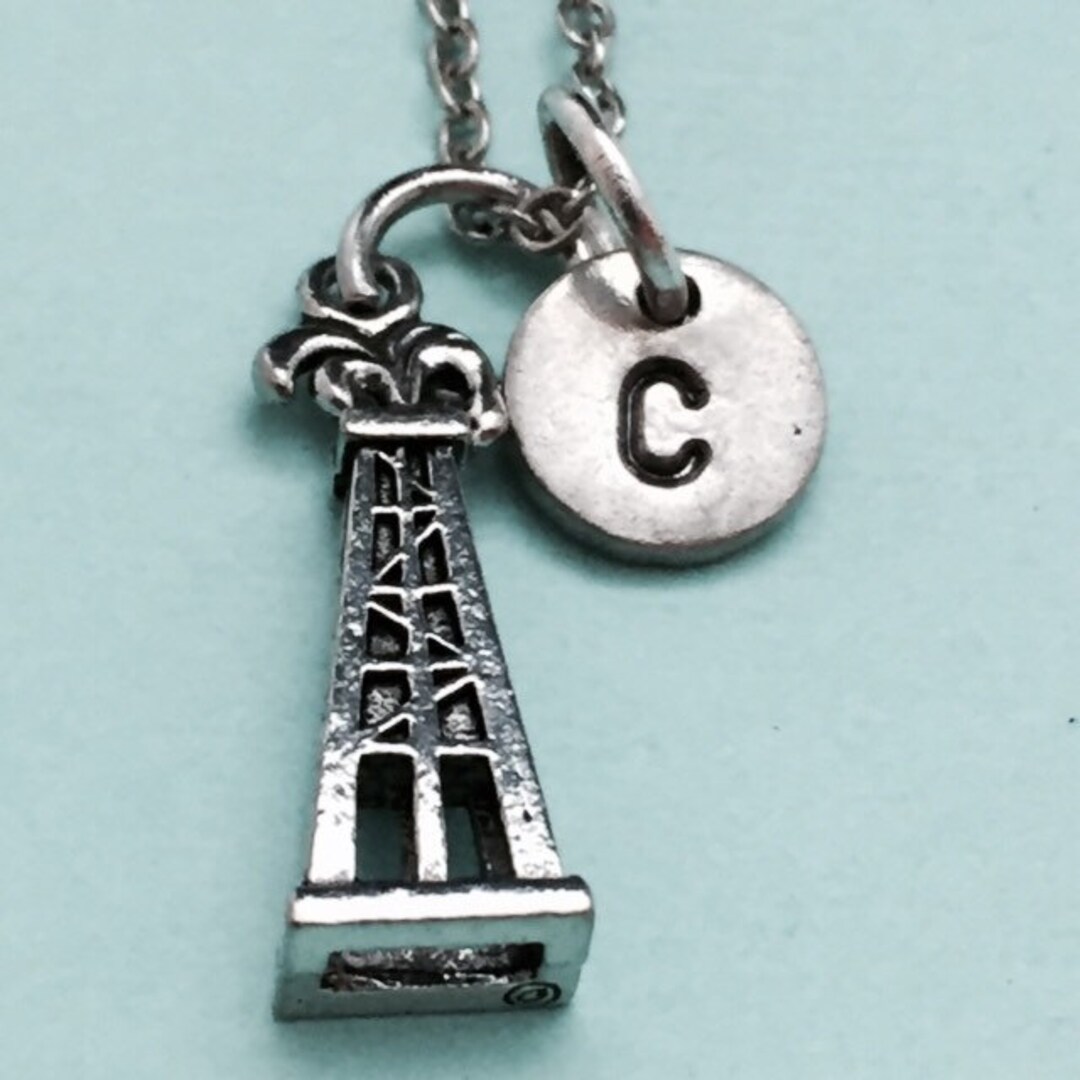 Oil Rig Necklace, Oil Rig Charm, Drilling Rig Necklace, Personalized ...