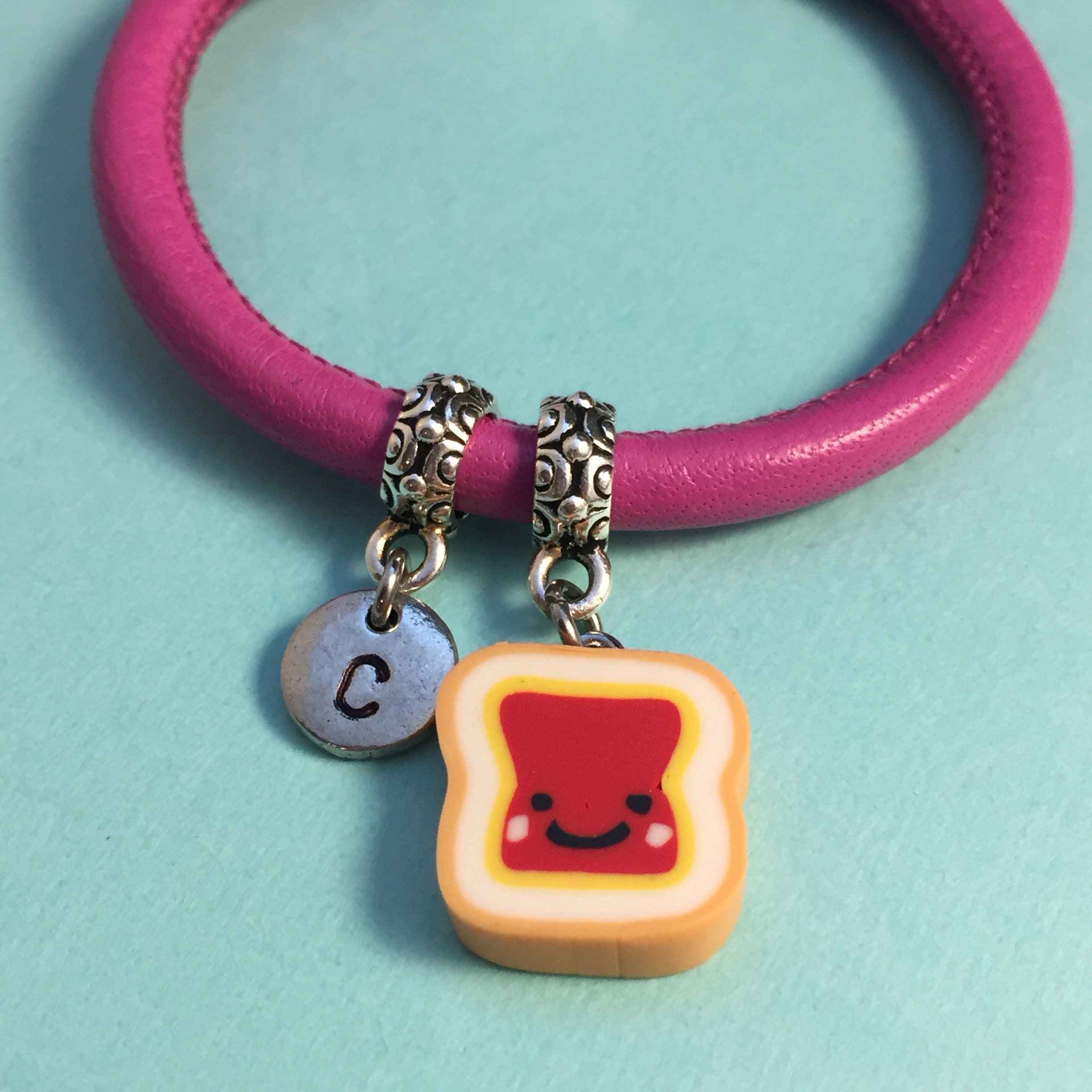 Slice of Bread Leather Bracelet Toast Charm Bracelet Leather - Etsy