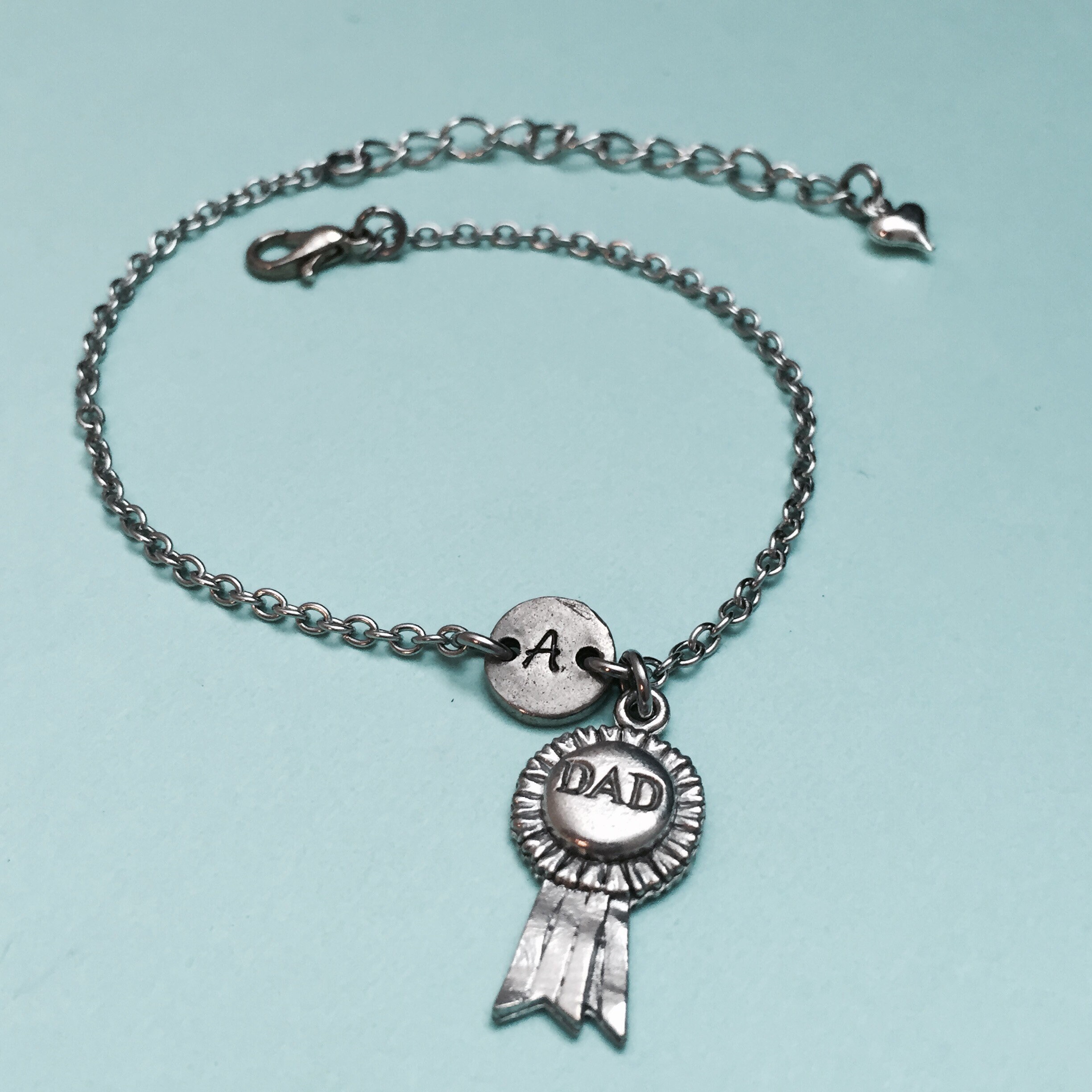 Dad ribbon charm bracelet dad ribbon charm adjustable | Etsy