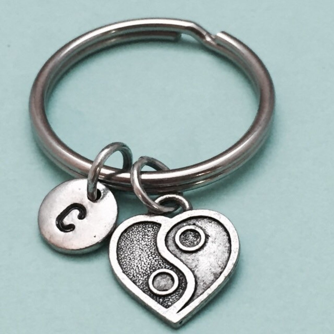 Yin and Yang Keychain, Chinese Yin and Yang, Friend Keychain, Heart ...