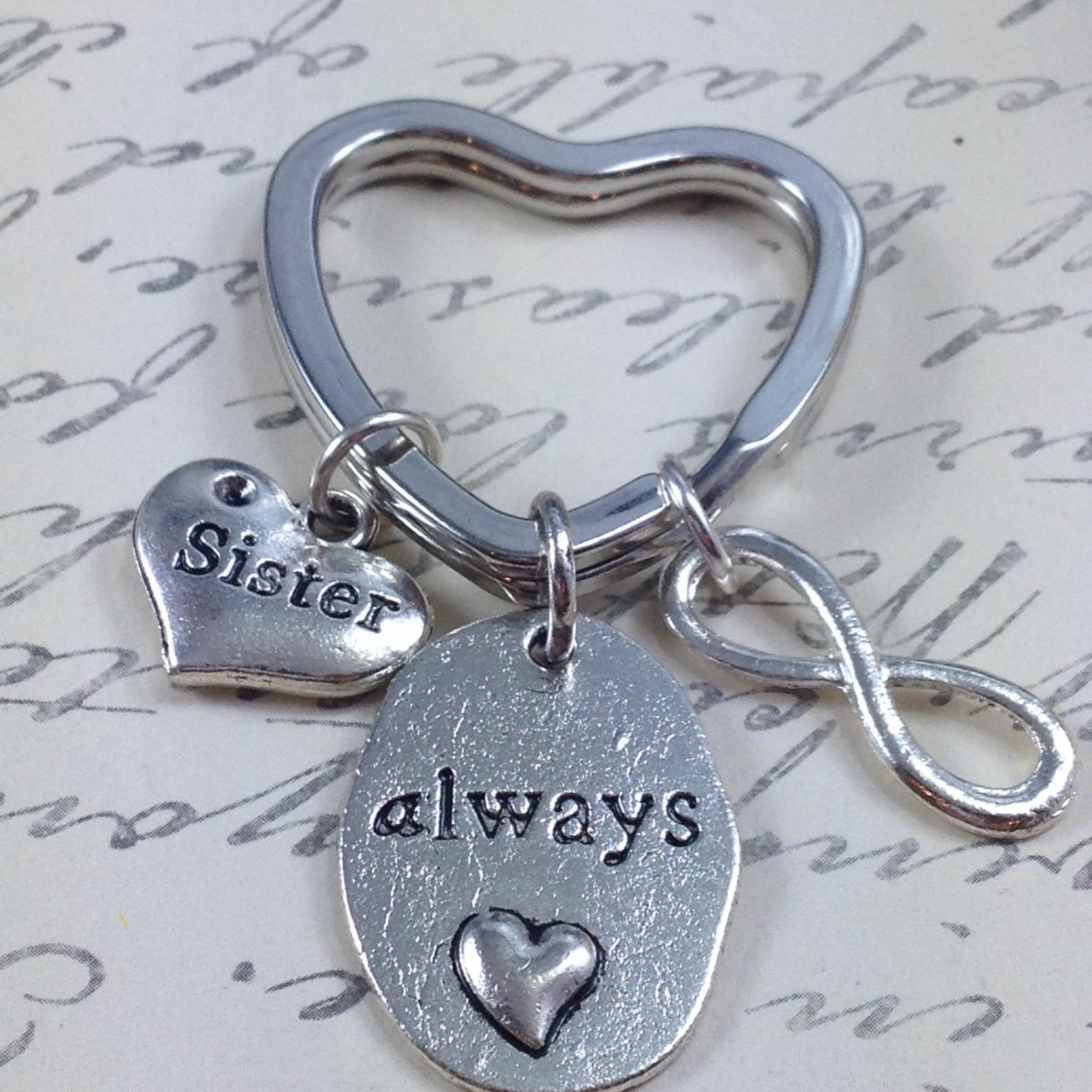Sister Keychain, Infinity Keychain, Gift for Sister, Heart Keychain - Etsy