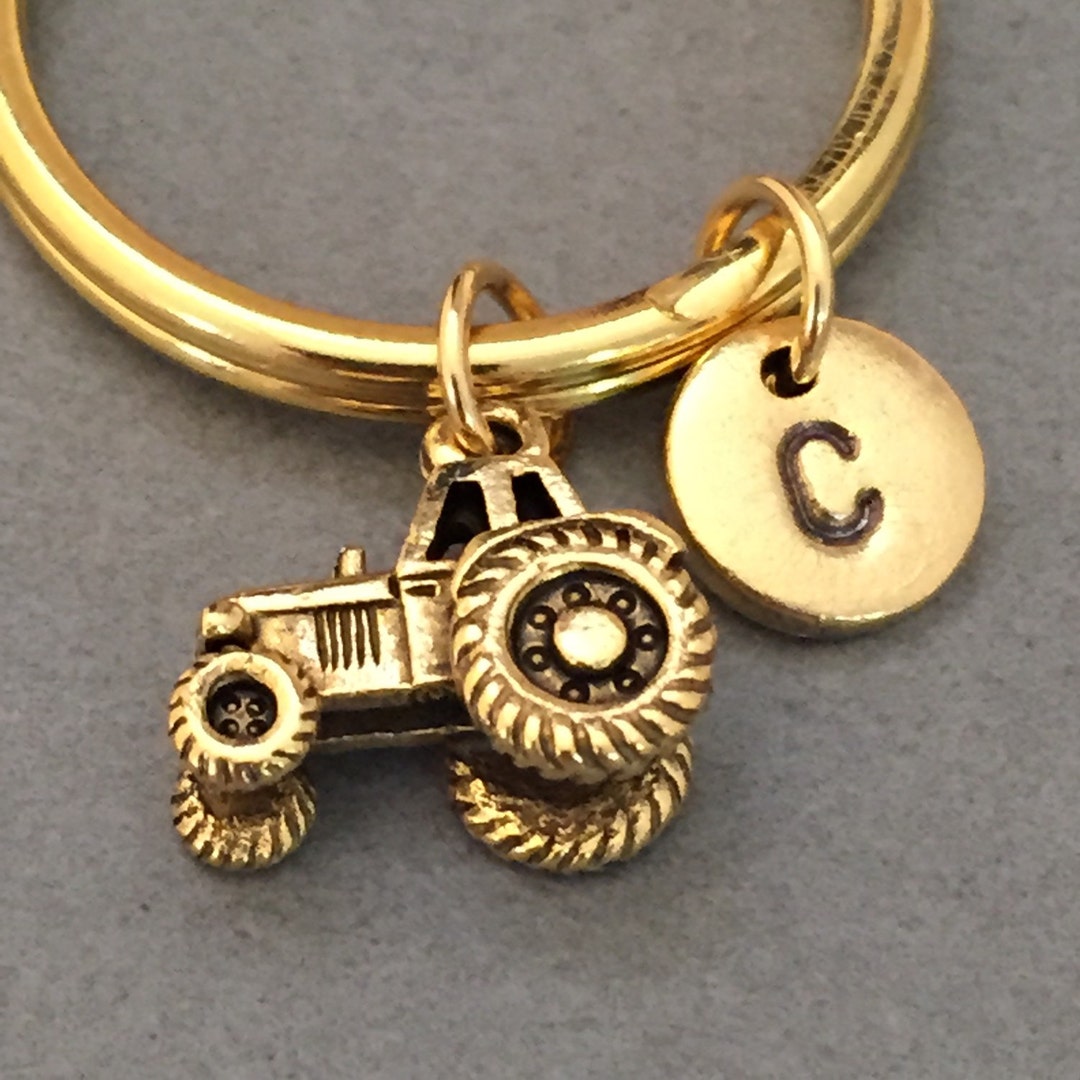 Tractor Keychain, Tractor Charm, Farming Keychain, Personalized ...