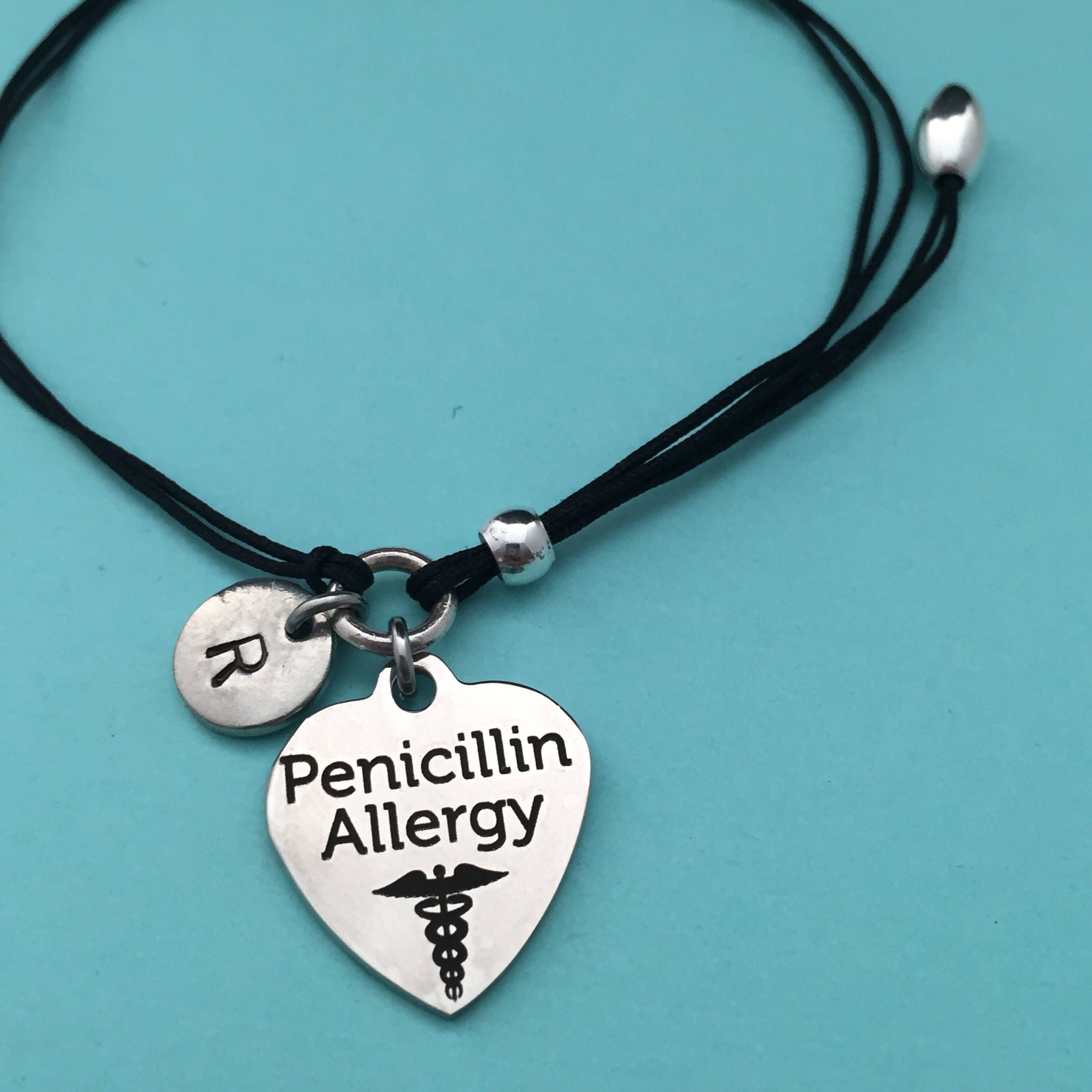 Penicillin Allergy Cord Bracelet, Penicillin Allergy Charm Bracelet ...
